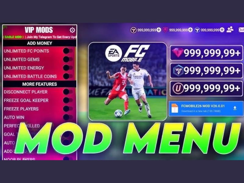Tải FC Mobile MOD (Vô Hạn Tiền, Kim Cương, Mở Khóa Tất Cả Cầu Thủ) V26.2.01